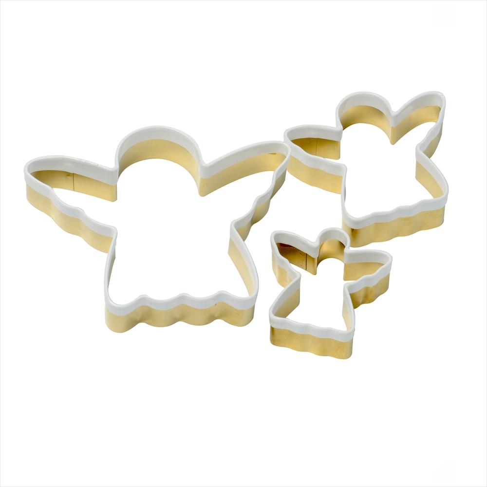 BRASS ANGEL COOKIE CUTTERS SET OF 3 WITH WHITE TOP - Eddingtons